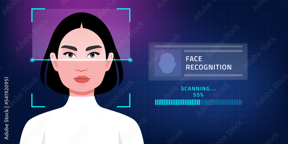 Facial Biometric Scanning For Face Recognition System Concept