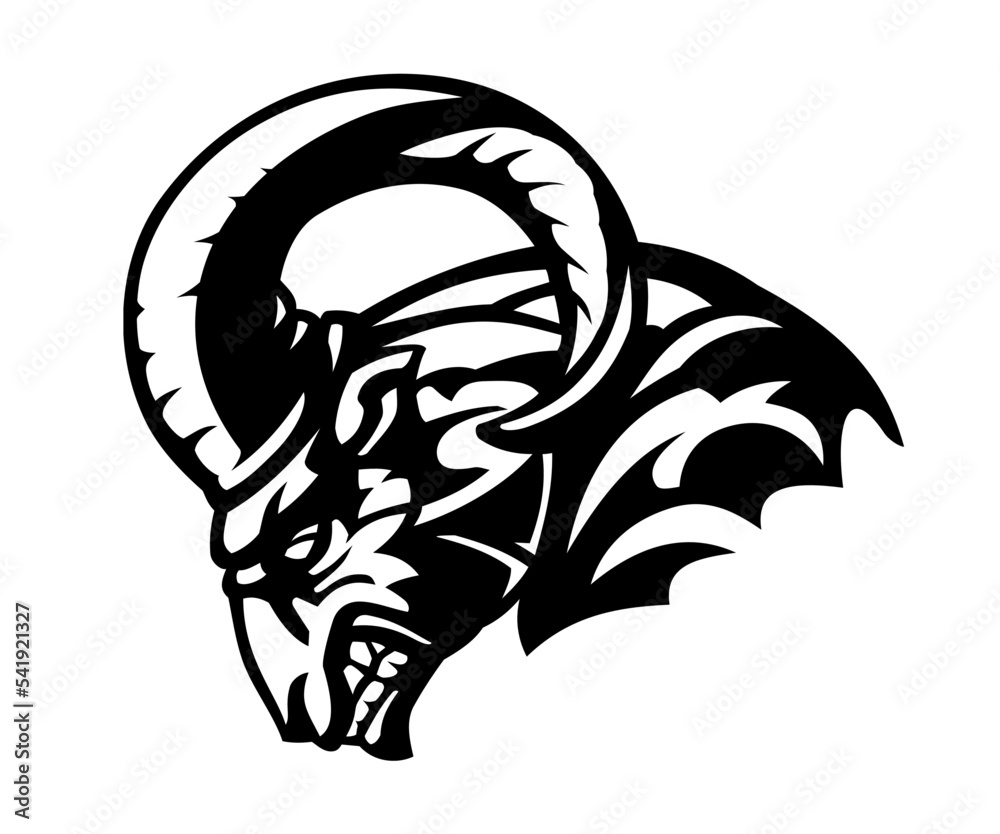 Capricorn Head Side View Illustration Stock Vector | Adobe Stock