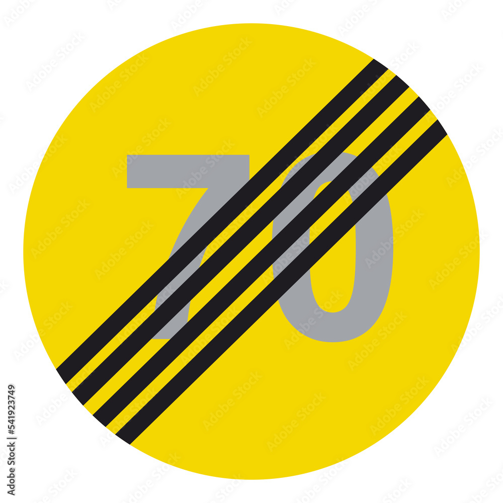 Vetor de Prohibited road signs. End of speed limit 70. Traffic signs ...