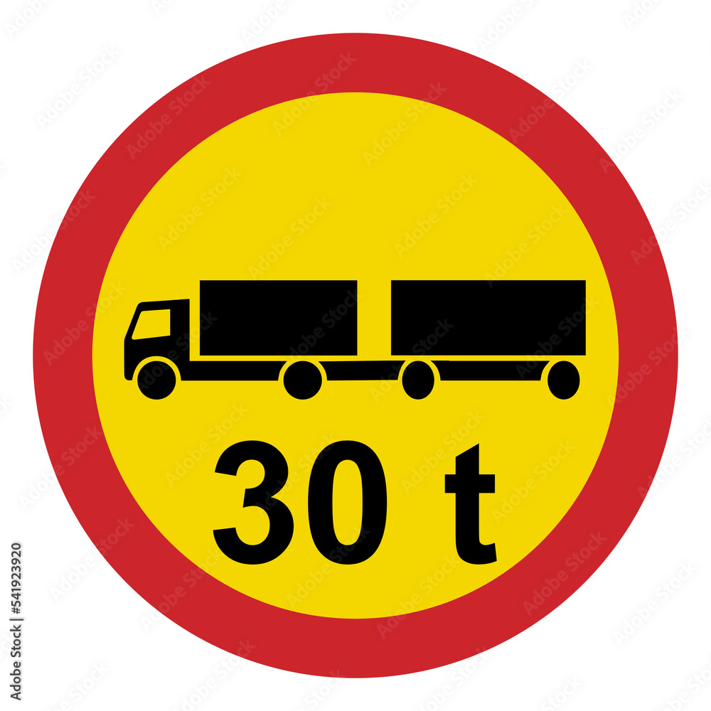 Prohibited road signs. Road train gross weight limit. Traffic signs ...