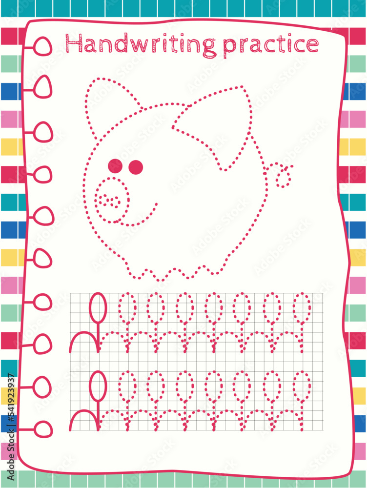 Handwriting practice with pencils and notebooks. Tracing lines for kids ...