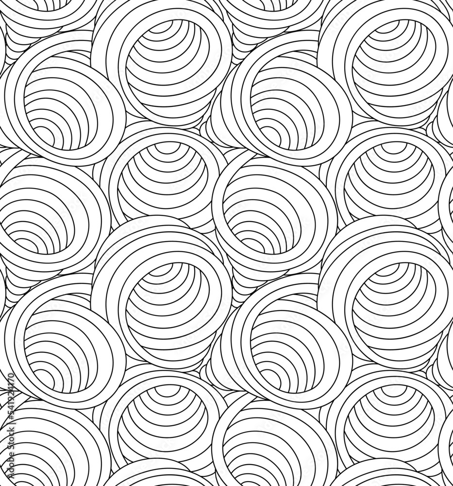Seamless monochrome vector pattern of swirls and abstract shapes drawn ...