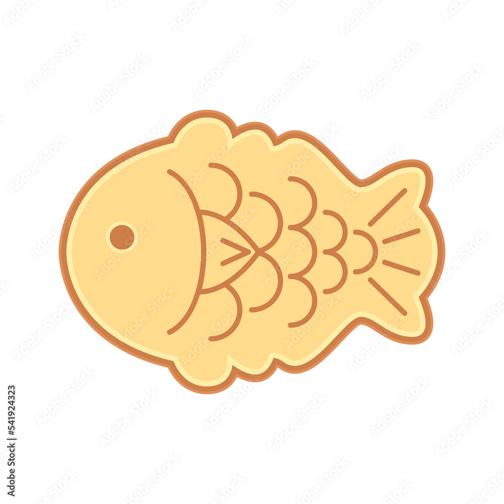 Korean street food. Translation : Label says "Bungeobang". This is a fish-shaped bread. Vector ...