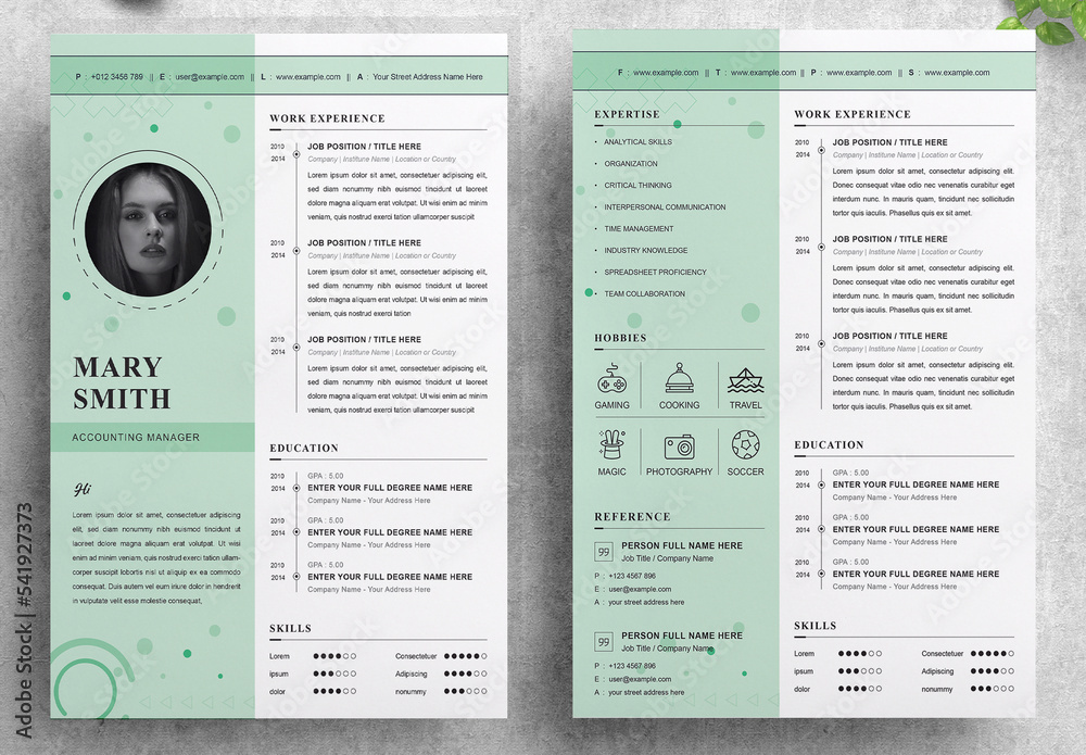 Creative Resume Templates Layout With Photo Stock Template | Adobe Stock