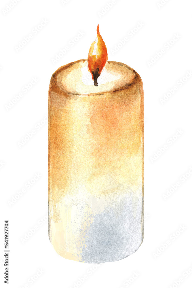 Hand drawn Candle Watercolor Illustration Stock Illustration | Adobe Stock