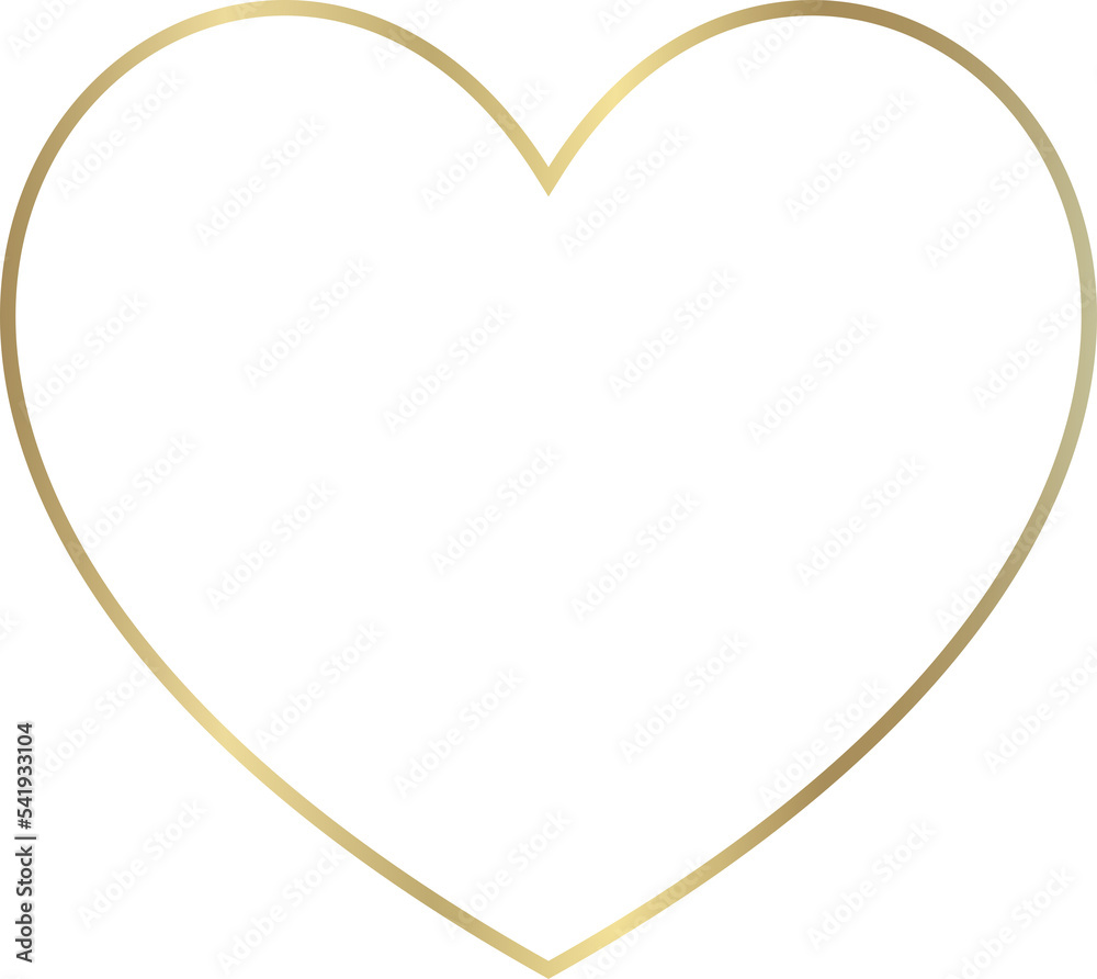 gold heart frame isolated on transparent background, luxury golden ...