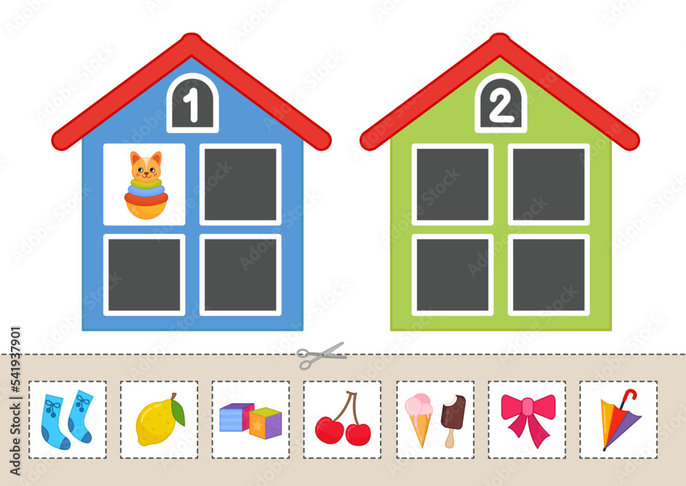 Education paper game for preshool children. Cut and glue into the ...