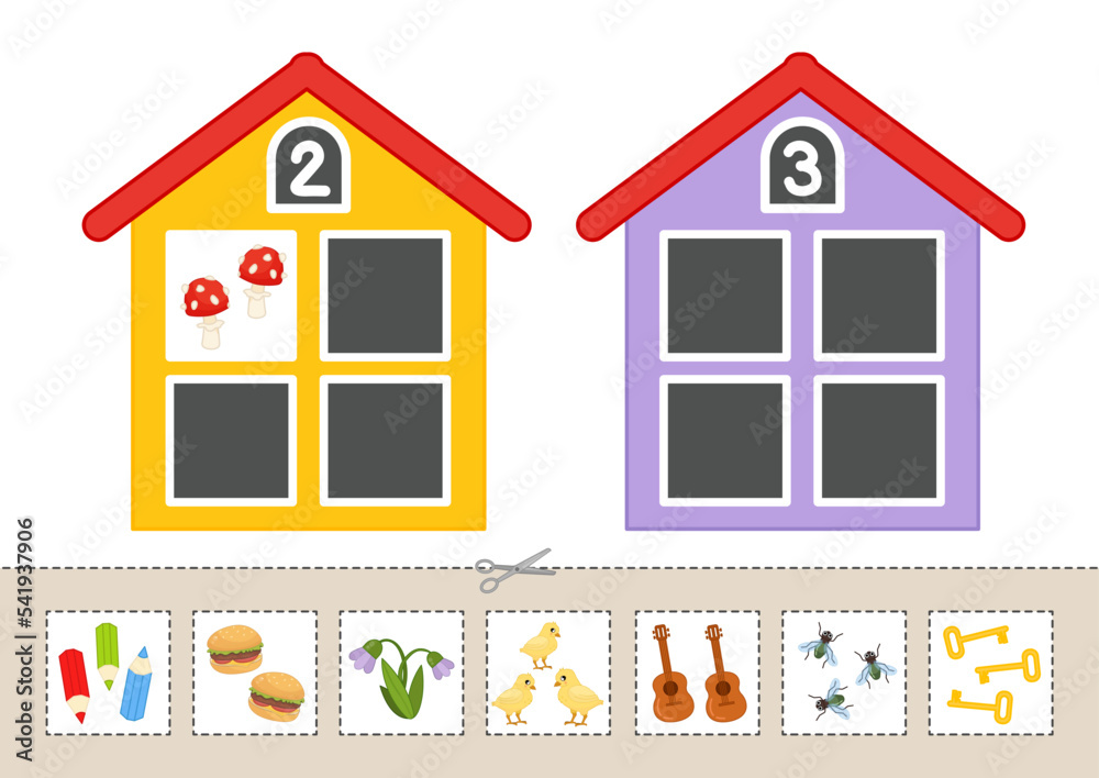 Education paper game for preshool children. Cut and glue into the ...