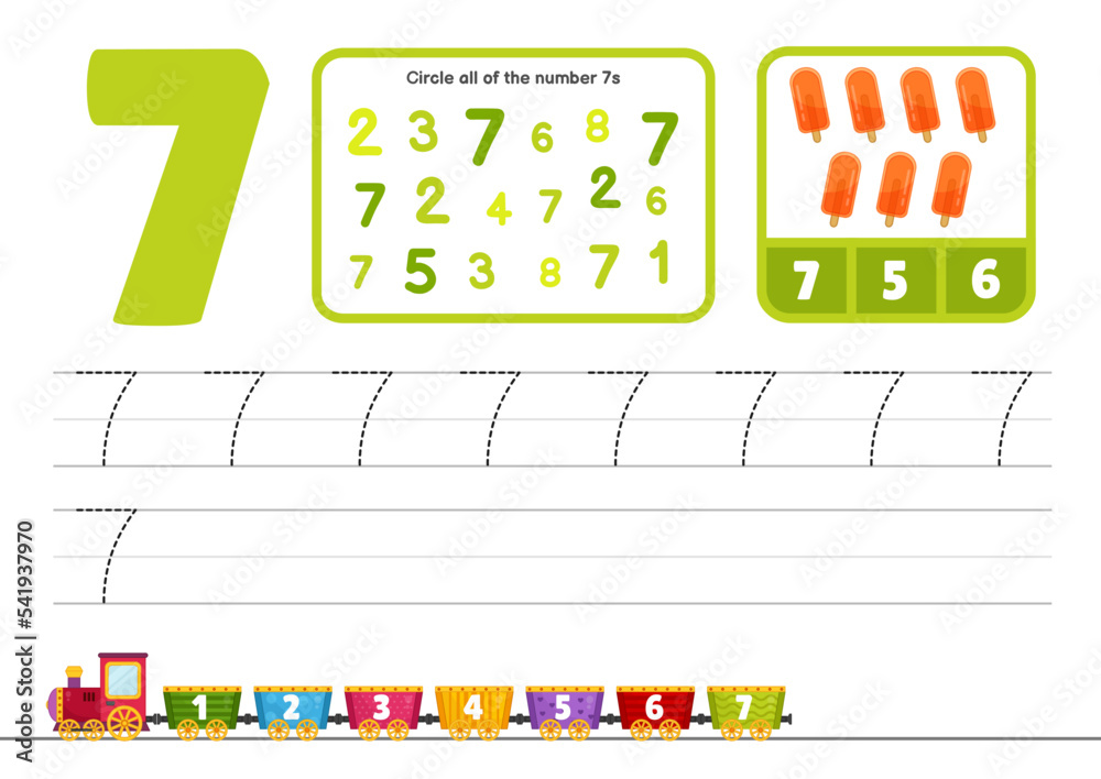 Kids learning material. Worksheet for kindergarten. Number 1-10 ...