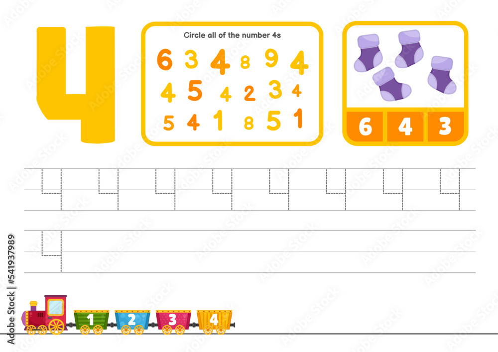 Kids learning material. Worksheet for kindergarten. Number 1-10 ...