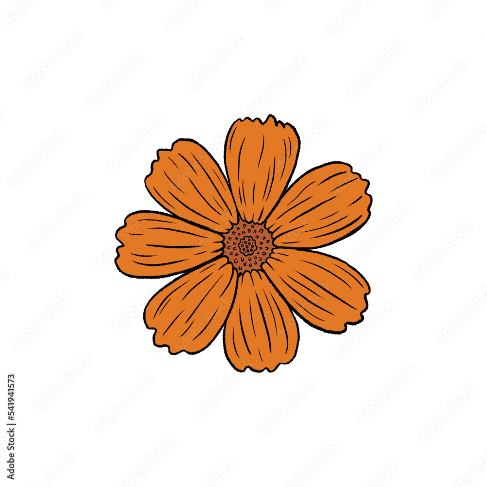 Retro Groovy Flower Daisy. Botanical vintage flower. Design for social ...