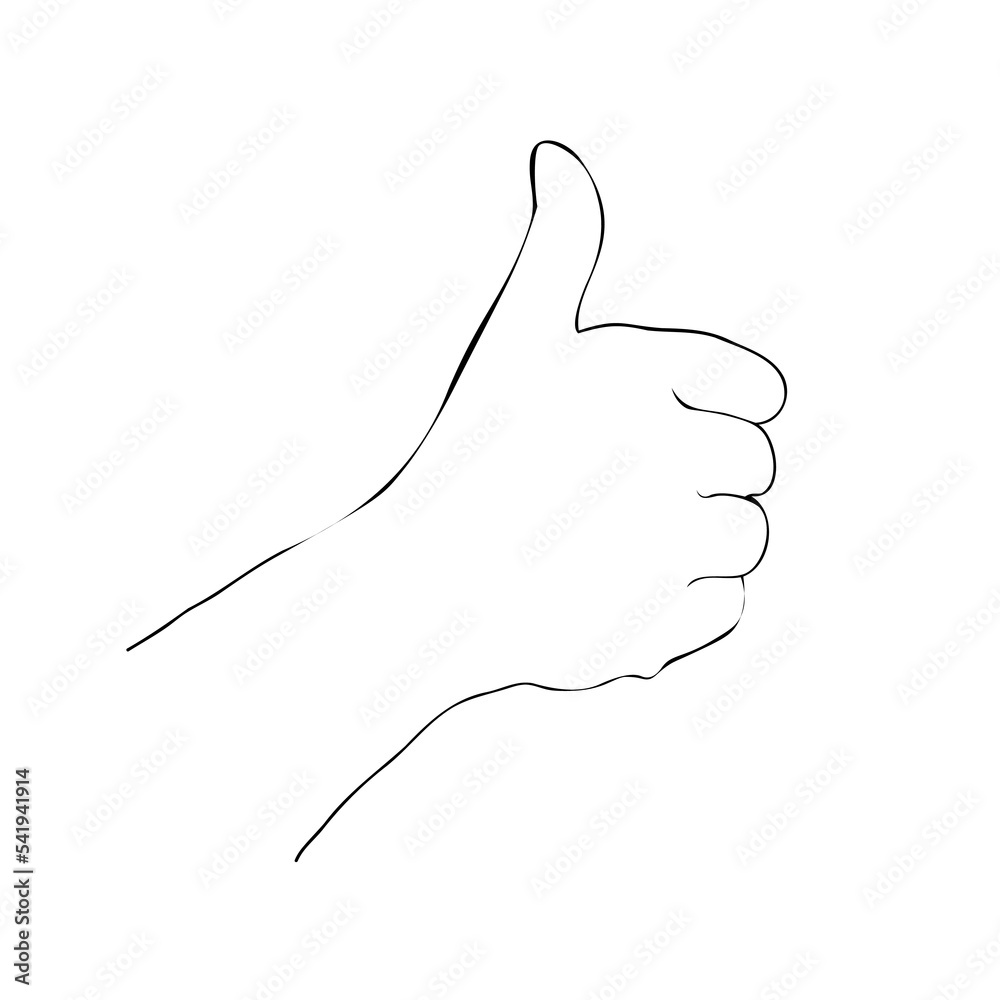 thumbs up hand icon, outline vector illustration. Vector illustration ...