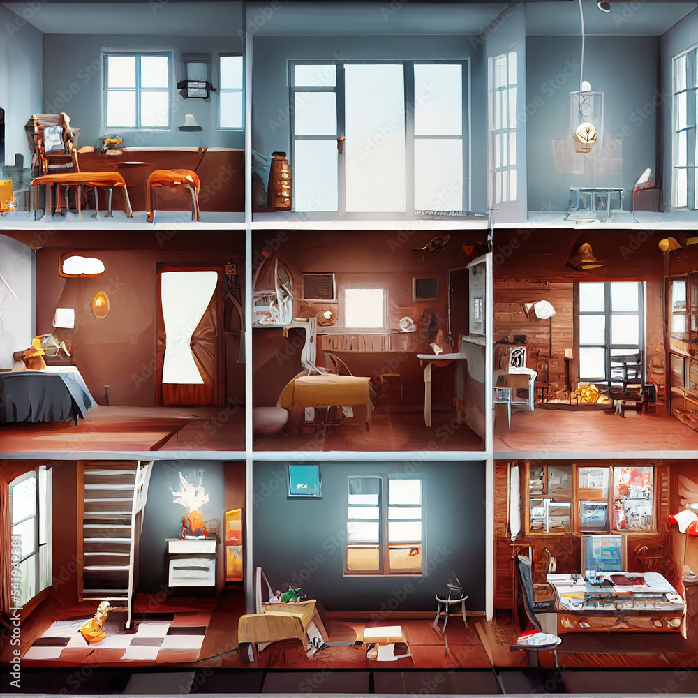 cross section of a multi-storey apartment building Stock Illustration ...