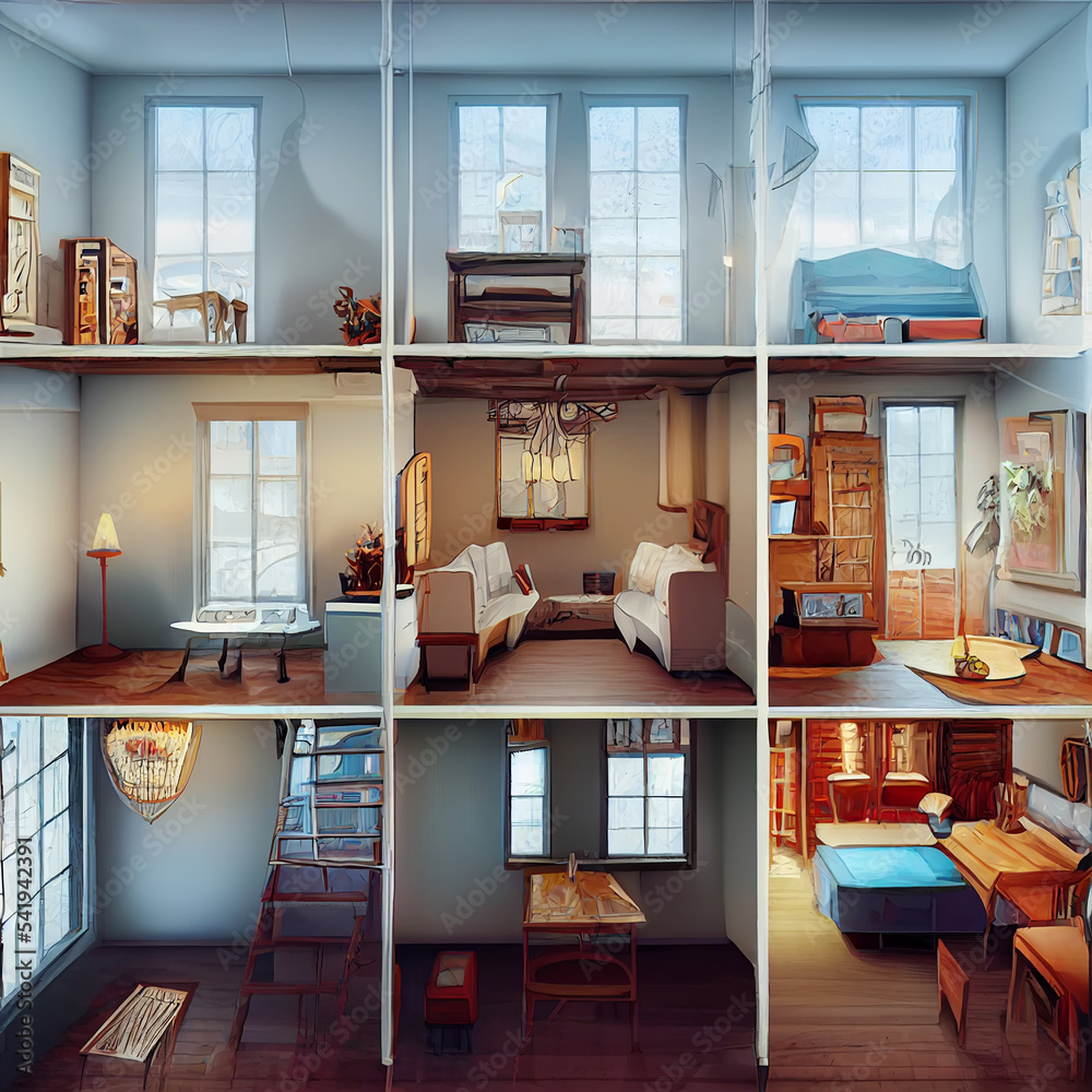 Photo & Art Print cross section of a multi-storey apartment building ...