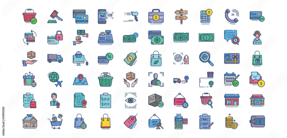 Collection of icons related to E-commerce, including icons like Auction ...