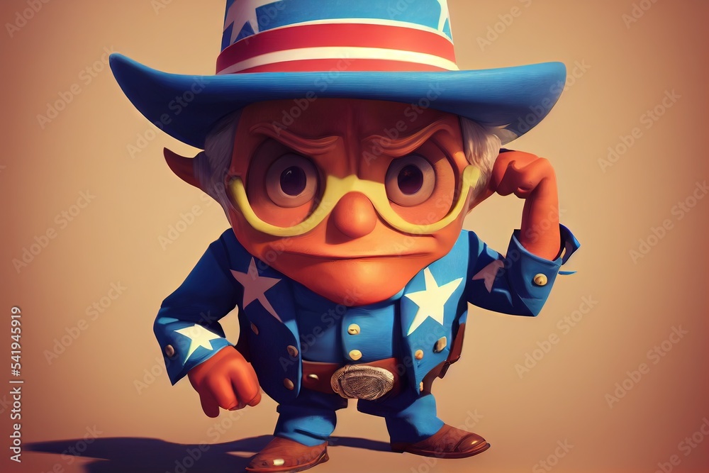 3D rendered computer generated image of Uncle Sam in a cute animated ...