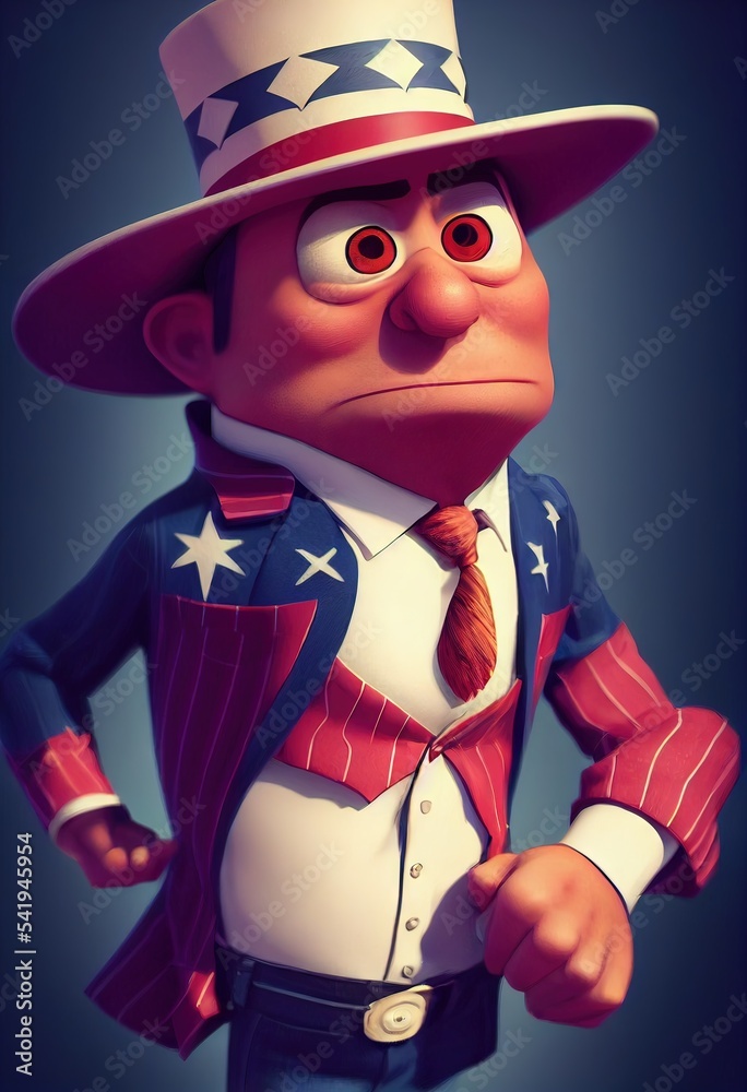 3D rendered computer generated image of Texan cowboy Uncle Sam in an ...