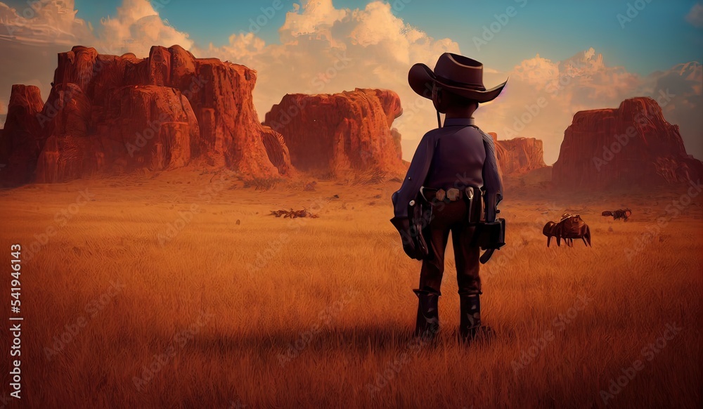 3D rendered computer-generated image of an adorable wild west sheriff ...
