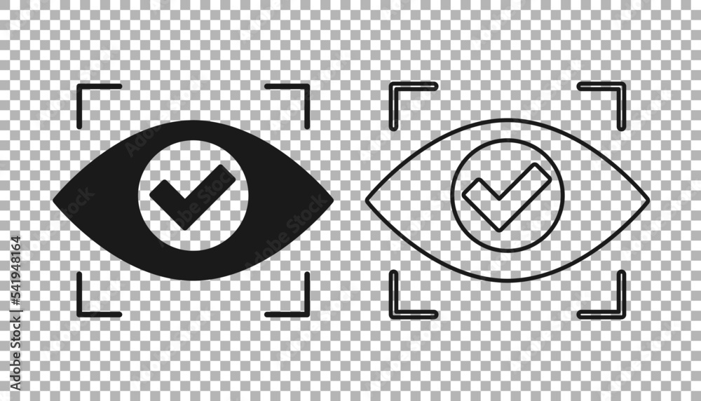 Black Eye scan icon isolated on transparent background. Scanning eye ...