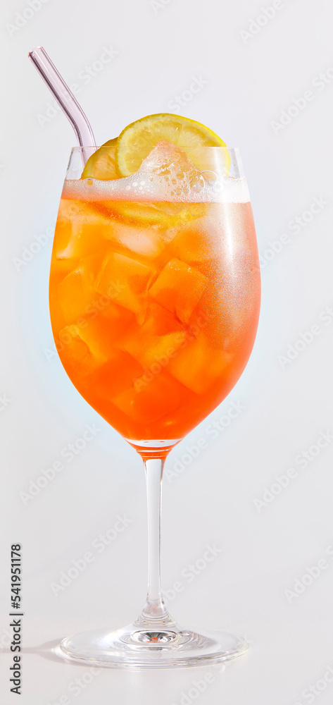Aperol Spritz on white with straw Stock Photo | Adobe Stock