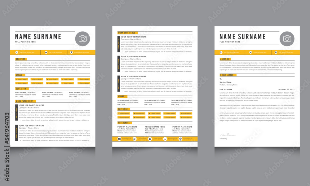 Minimal Professional Resume and Cover Letter Page Set CV Templates ...