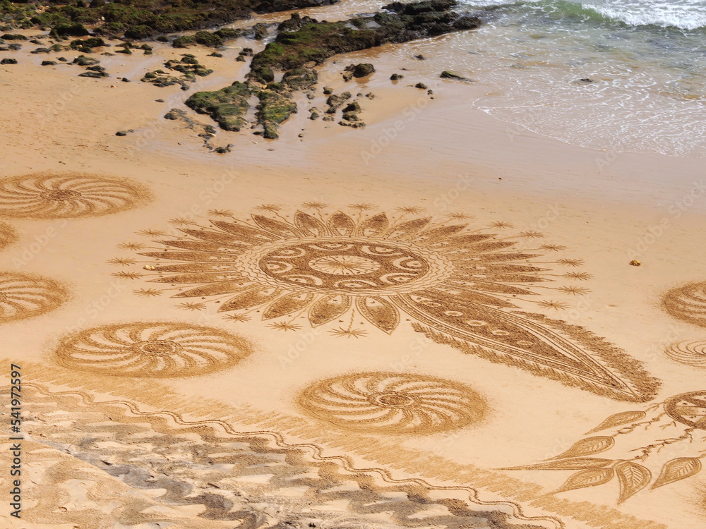 Beautiful beach mandala in Albufeira in Portugal Praia Maria Luisa ...