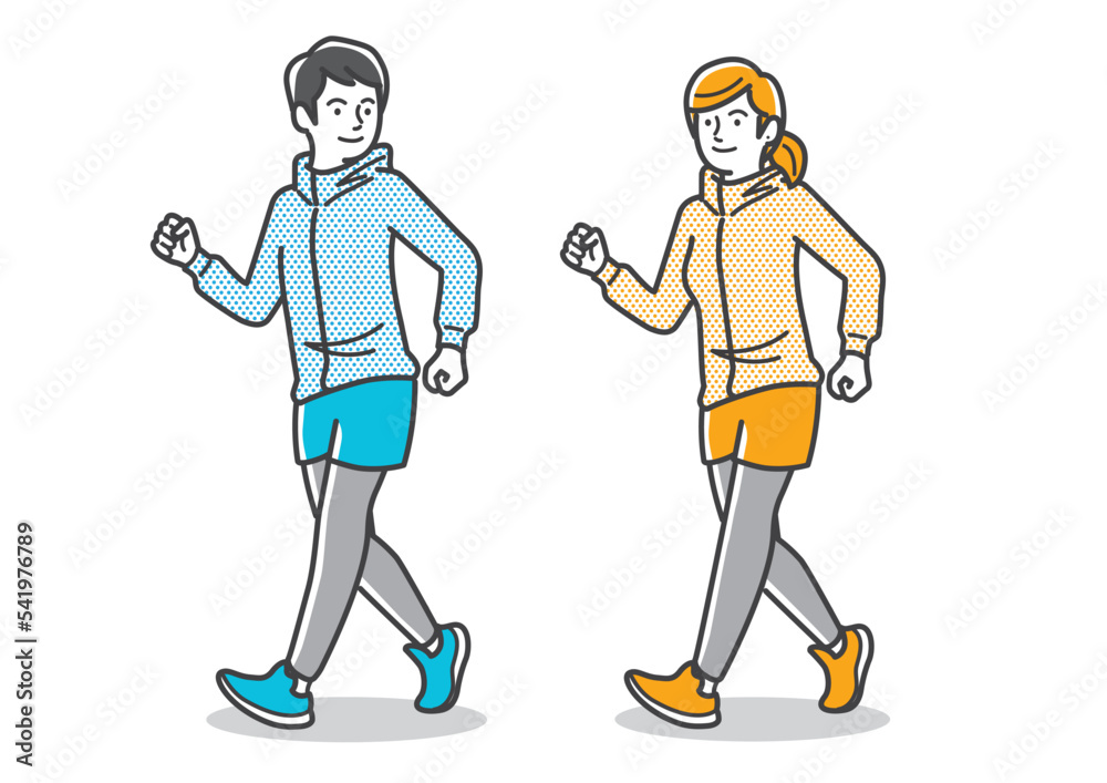 ウォーキングをする若いカップルのイラスト素材 Stock Vector | Adobe Stock
