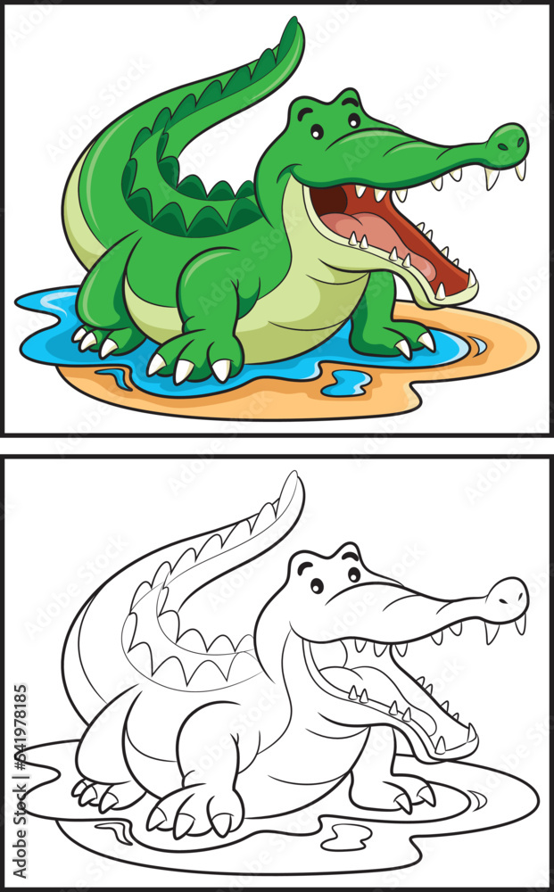 Cute Crocodile Coloring Page