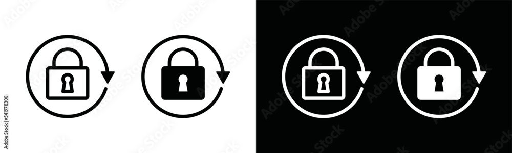 Reset Password Icon Vector Rotate Lock Icon Lock With Reload Or Circle Arrow Sign Silhouette