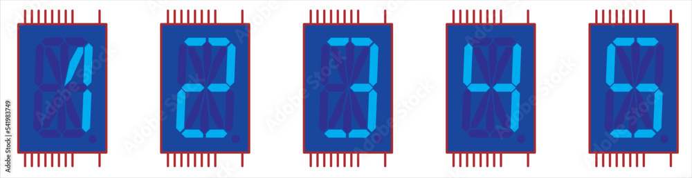 Vector image of a single-digit sixteen-segment liquid crystal indicator ...