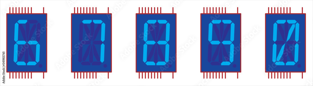 Vector image of a single-digit sixteen-segment liquid crystal indicator ...
