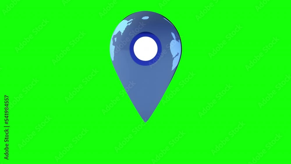 Animation of a map marker shaped as a geographical chart, moving up and ...