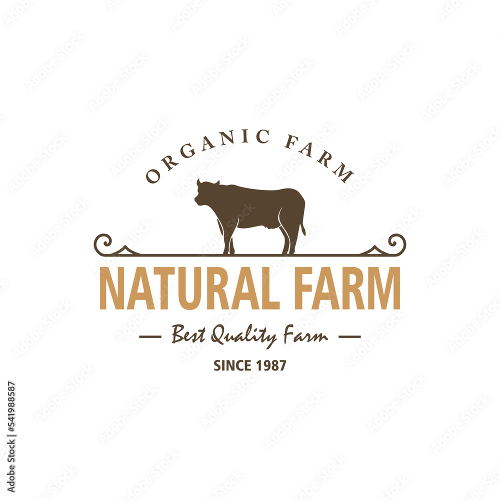 vintage, retro, farm logo, farm label, farm illustration, cattle farm ...