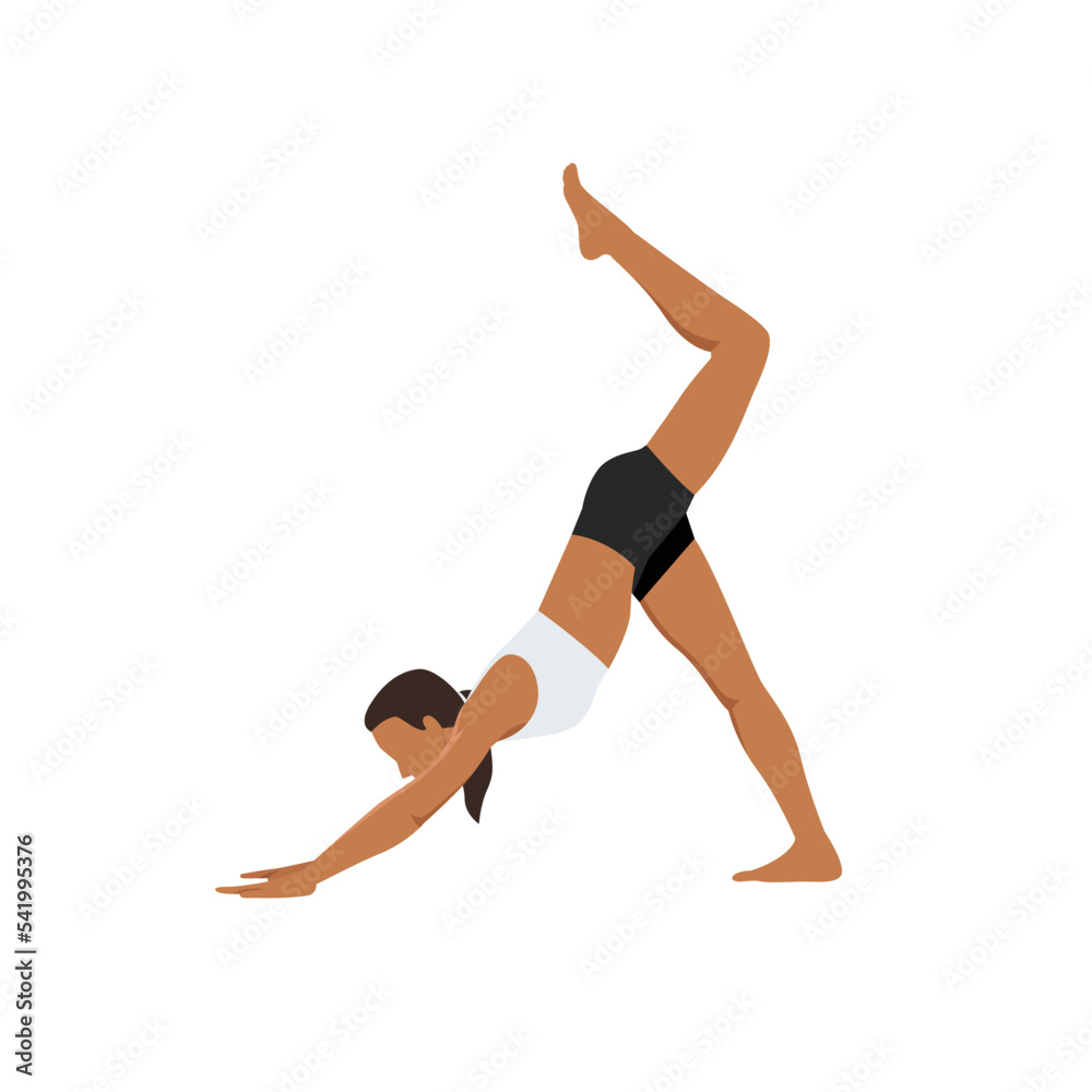 Woman doing Three Legged Downward Facing Dog Pose Scorpion Leg ...