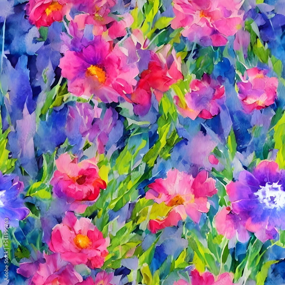 I see a beautiful watercolor flower bouquet. The colors are so bright ...