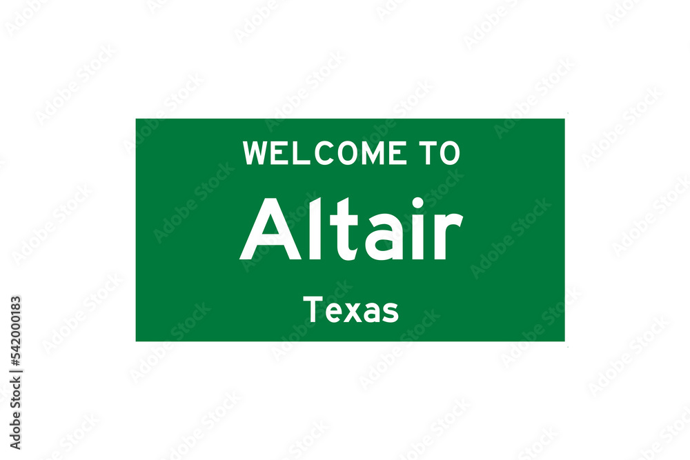 Altair, Texas, USA. City limit sign on transparent background. Stock ...
