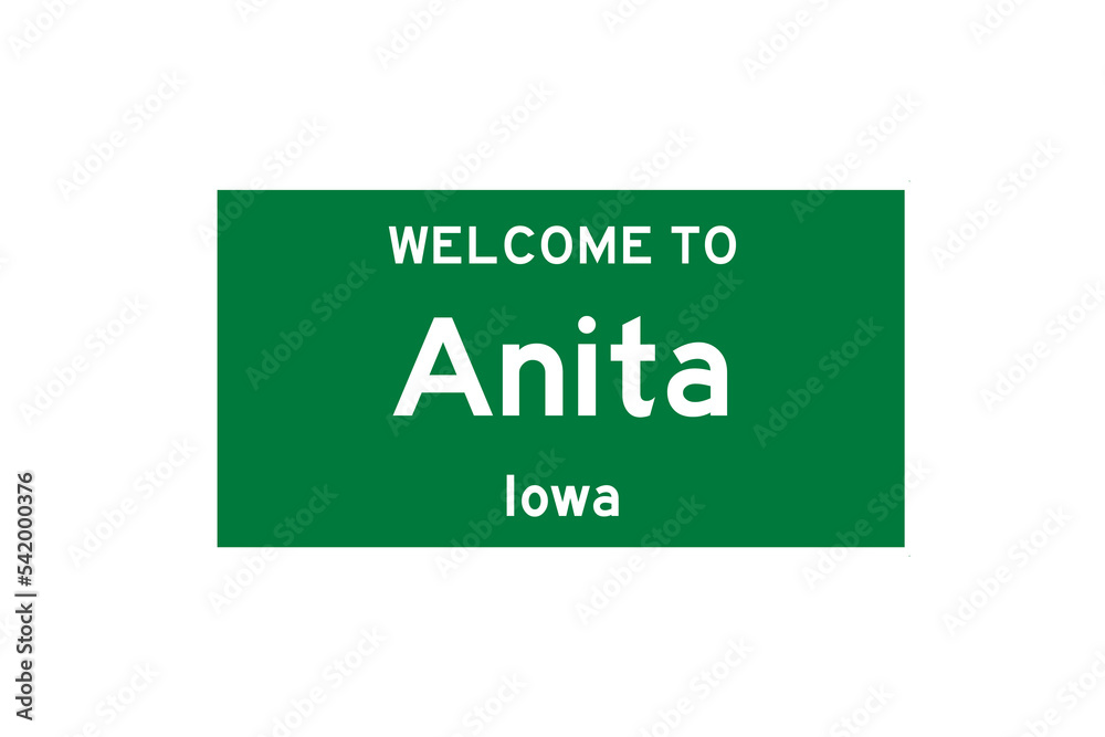 Anita, Iowa, USA. City limit sign on transparent background. Stock ...
