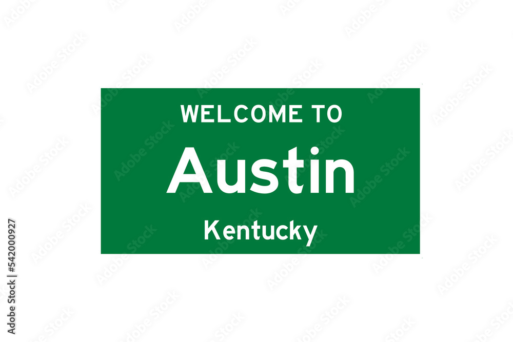 Austin, Kentucky, USA. City limit sign on transparent background. Stock ...