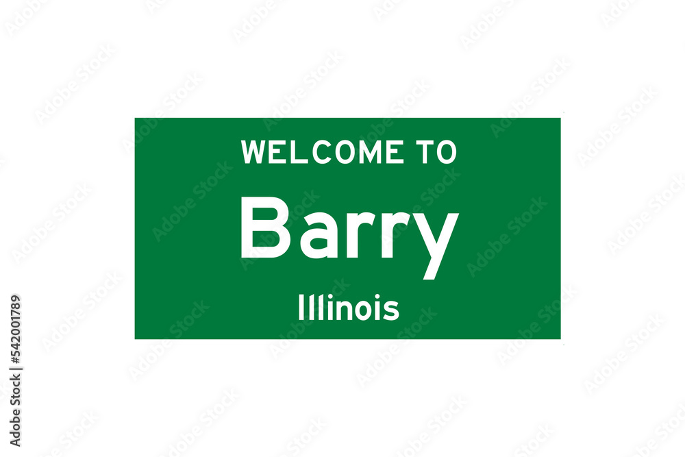 Barry, Illinois, USA. City limit sign on transparent background. Stock ...
