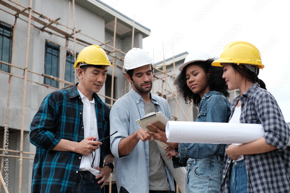 Architecture engineering teamwork meeting at workplace concept ...