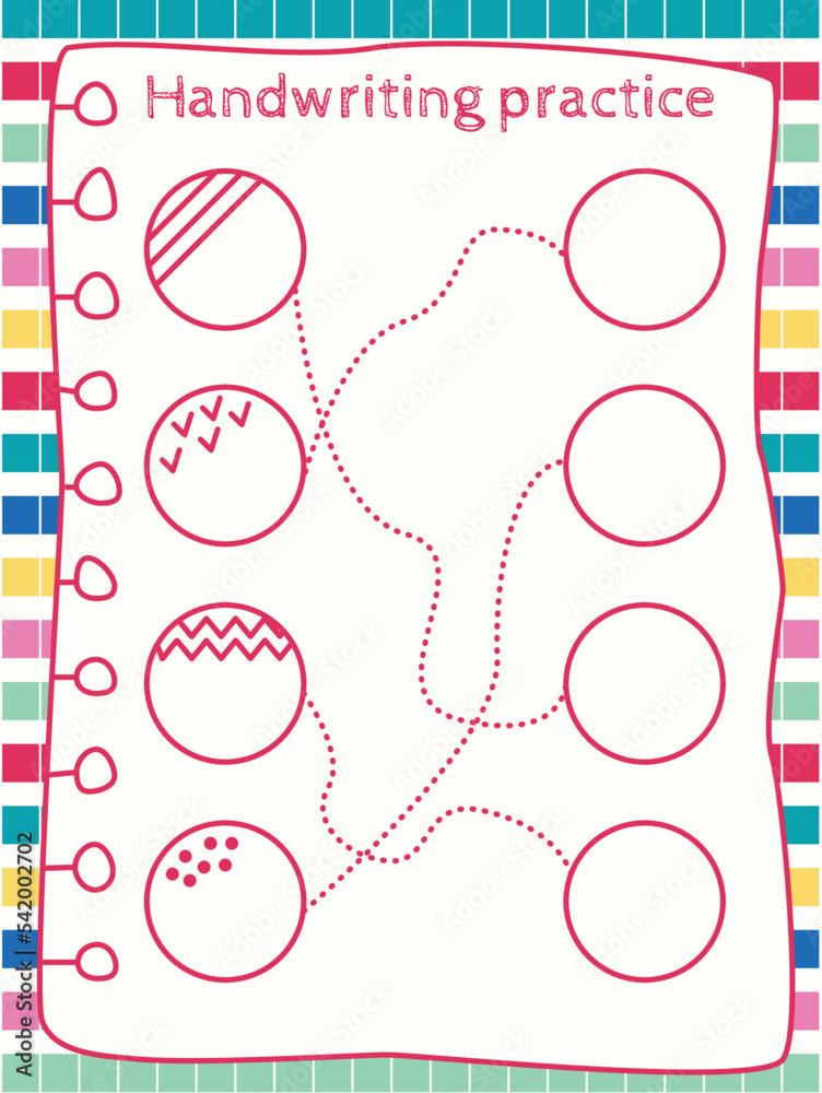 Handwriting practice with pencils and notebooks. Tracing lines for kids ...