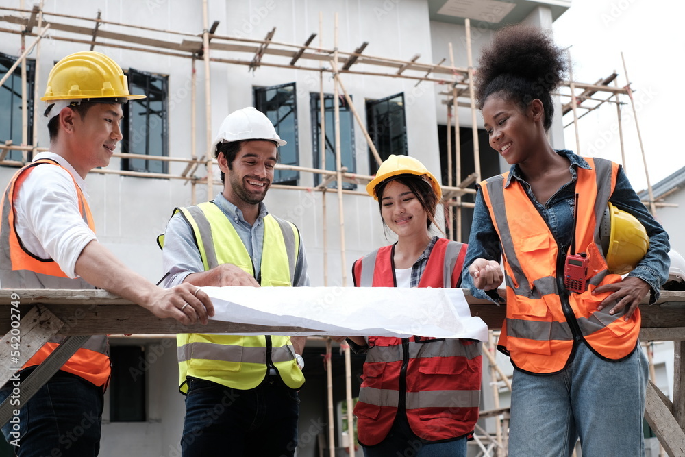 Architecture engineering teamwork meeting at workplace concept ...