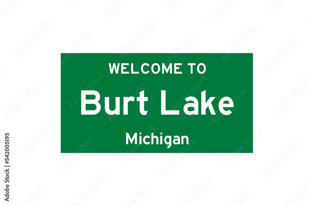 Burt Lake, Michigan, USA. City limit sign on transparent background ...