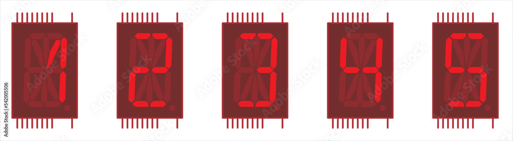 Vector image of a single-digit sixteen-segment liquid crystal indicator ...