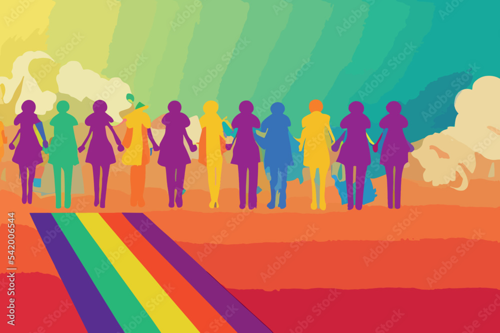 People expressing tolerance for lgbtq+ pride, rainbow parade ...