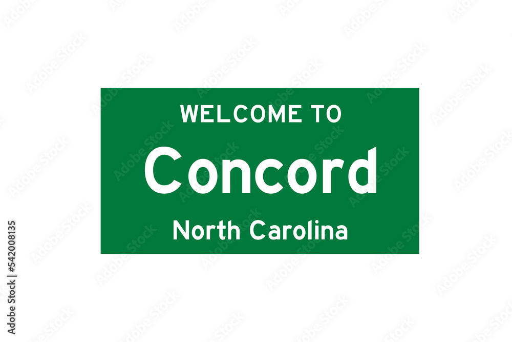 Concord, North Carolina, USA. City limit sign on transparent background ...