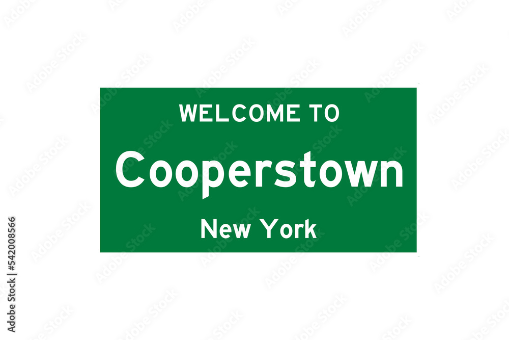 Cooperstown, New York, USA. City limit sign on transparent background ...