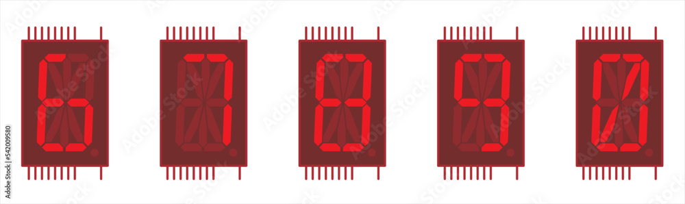 Vector image of a single-digit sixteen-segment liquid crystal indicator ...