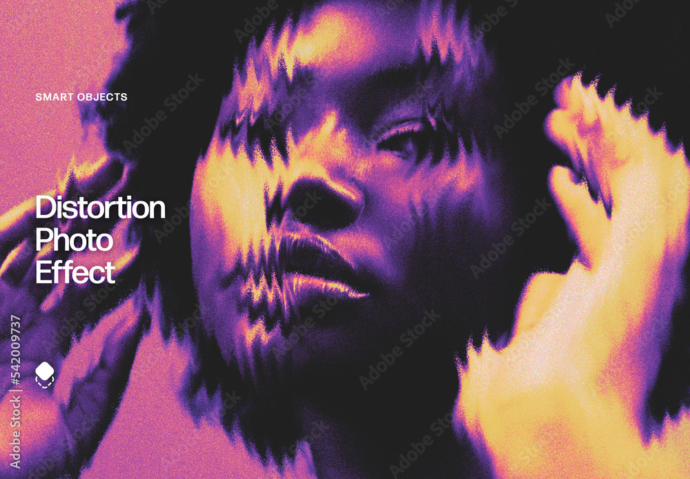 Acid Grain Distortion Photo Effect Mockup Stock Template | Adobe Stock