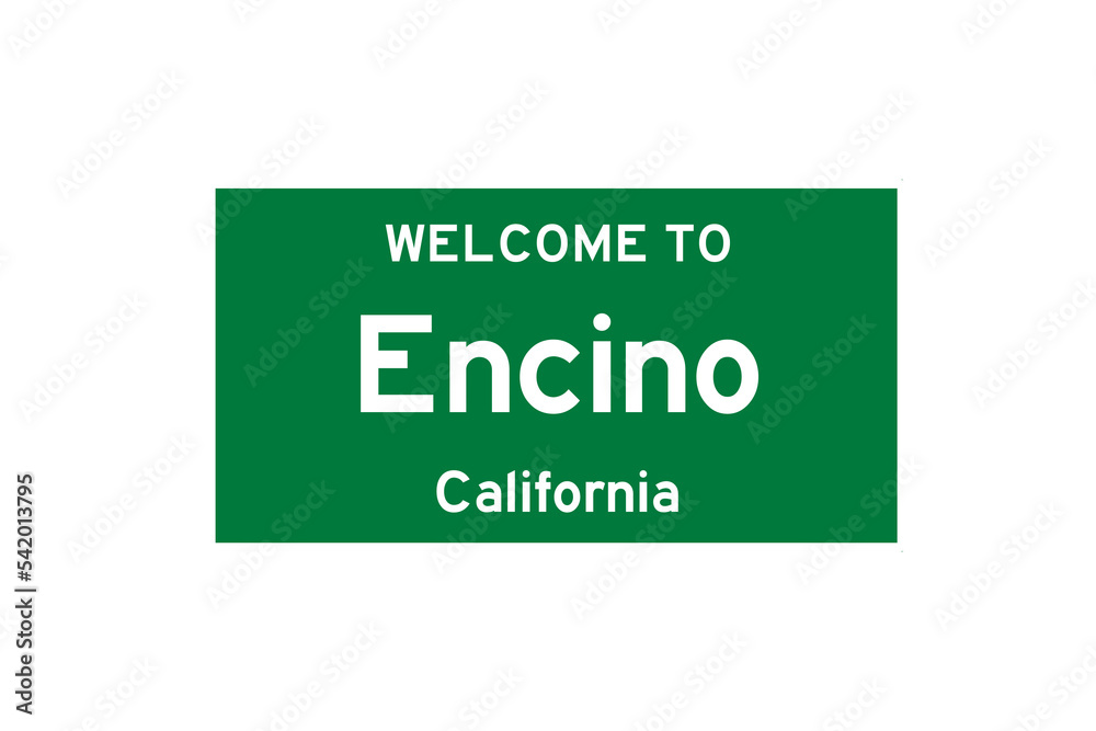 Encino, California, USA. City limit sign on transparent background ...